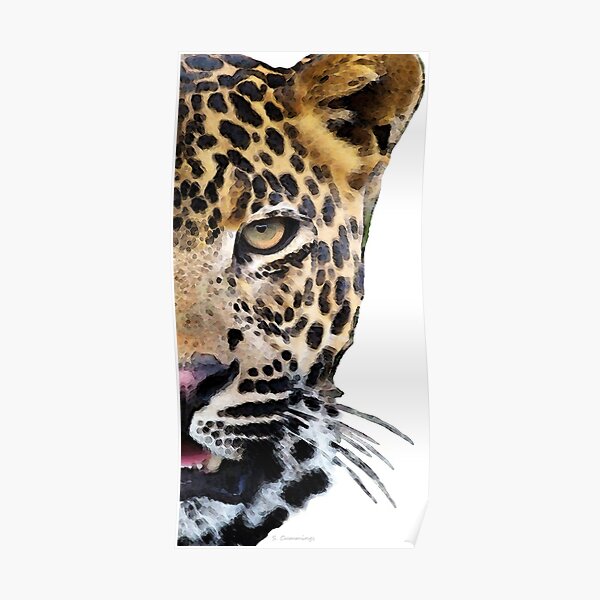 "Leopard Half Face Big Cat Art" Poster for Sale by SharonCummings ...