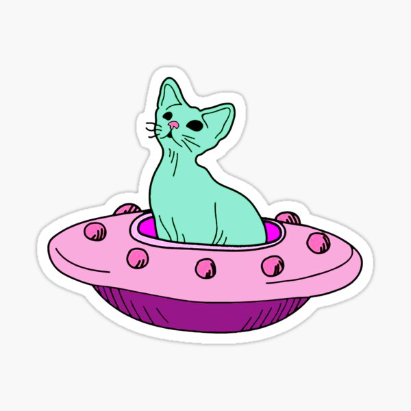 "alien cat on a ufo" Sticker for Sale by si3iy | Redbubble