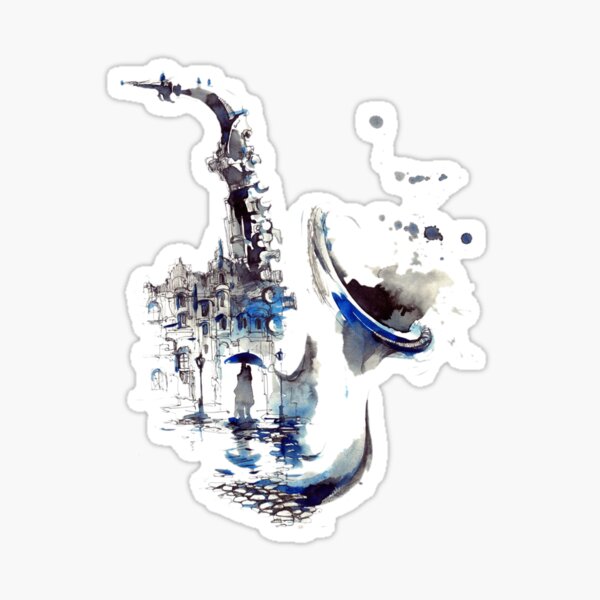 "Alone in the city saxophone" Sticker for Sale by Kardexsin | Redbubble