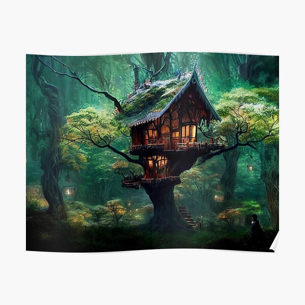"Fantasy Cozy Treehouse" Poster for Sale by rudekitten | Redbubble