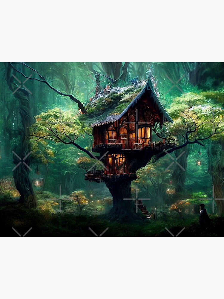 "Fantasy Cozy Treehouse" Sticker for Sale by rudekitten | Redbubble