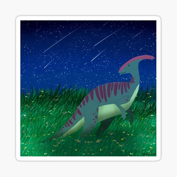 "Starfall Parasaurolophus" Sticker for Sale by AdventuringArt | Redbubble