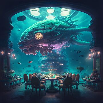 "An Elegant Underwater Alien Restaurant" Poster by Nicosjourney | Redbubble