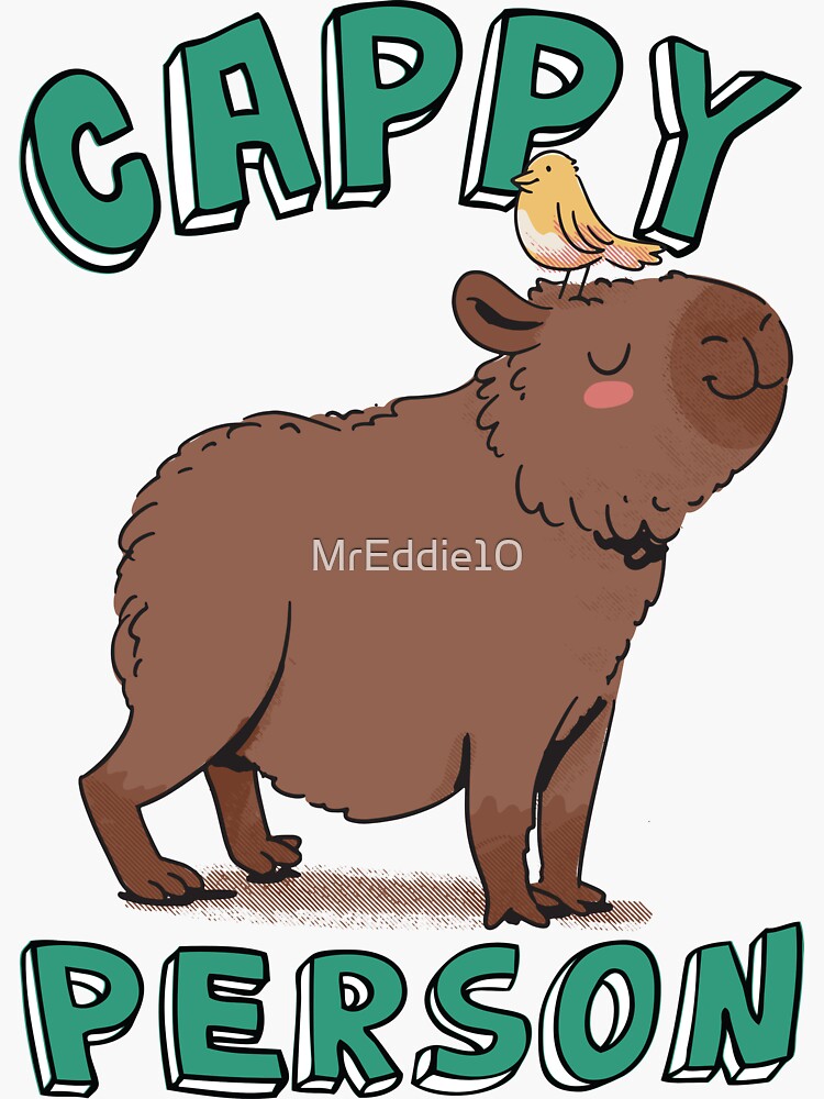 "Cappy Person Cute Capybara With Bird" Sticker for Sale by MrEddie10 ...