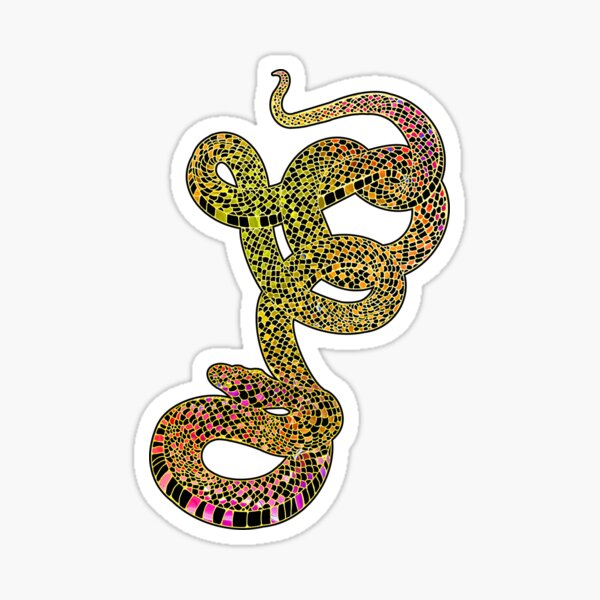 "Snake Art - Reptile Lover, Black and Rainbow Colored Snake" Sticker ...