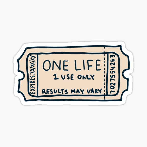 "One Life Ticket" Sticker for Sale by mosunnysideup | Redbubble