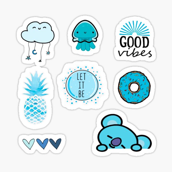"Set of stickers happy designs in blue to decorate" Sticker for Sale by ...