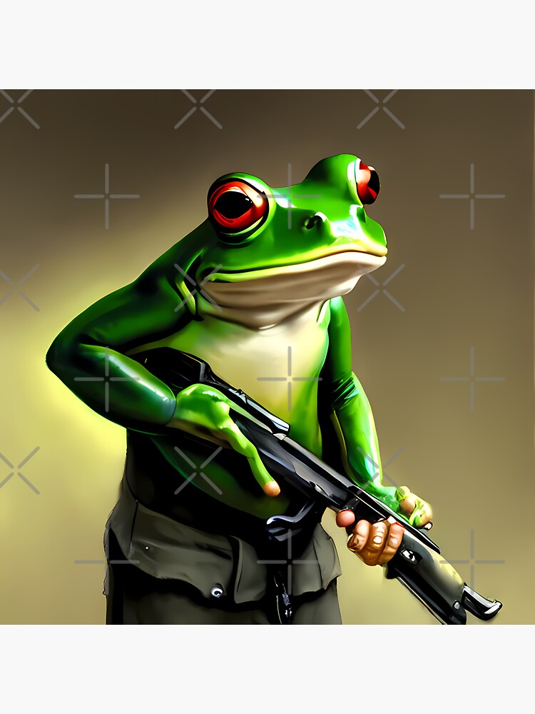 "Frog with a gun " Sticker for Sale by BigBrainArtwork | Redbubble