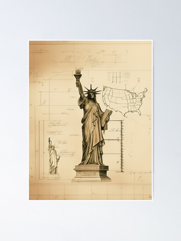 "Ancient technical drawing with measurements and calculations of statue ...