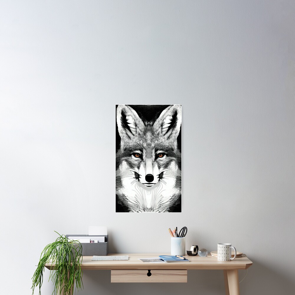 "Black And White Fox" Poster for Sale by Decorative-Arts | Redbubble