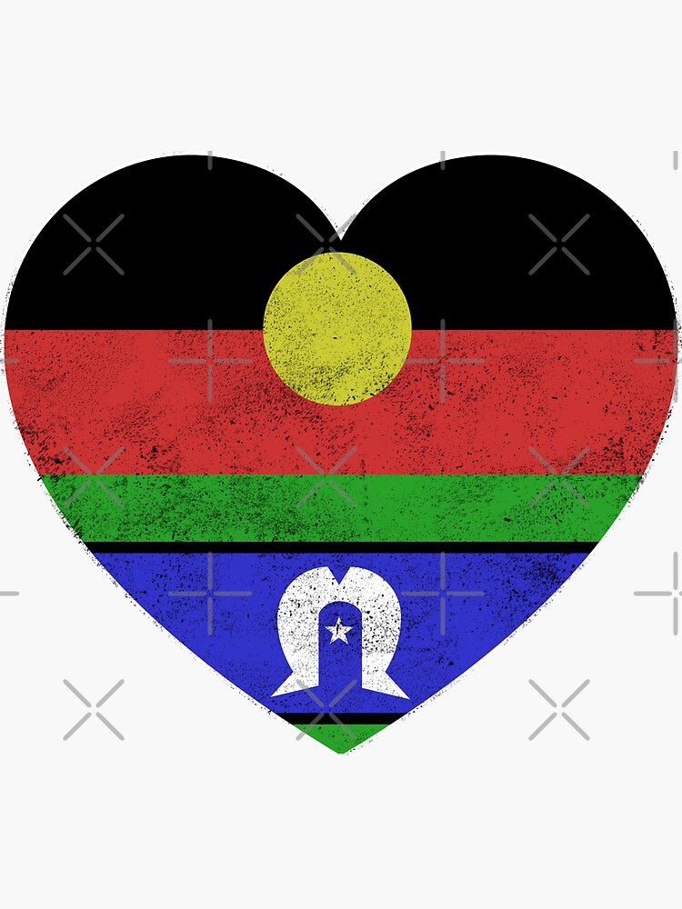 "Indigenous & Torres Strait Heart [Worn Look]" Sticker for Sale by ...