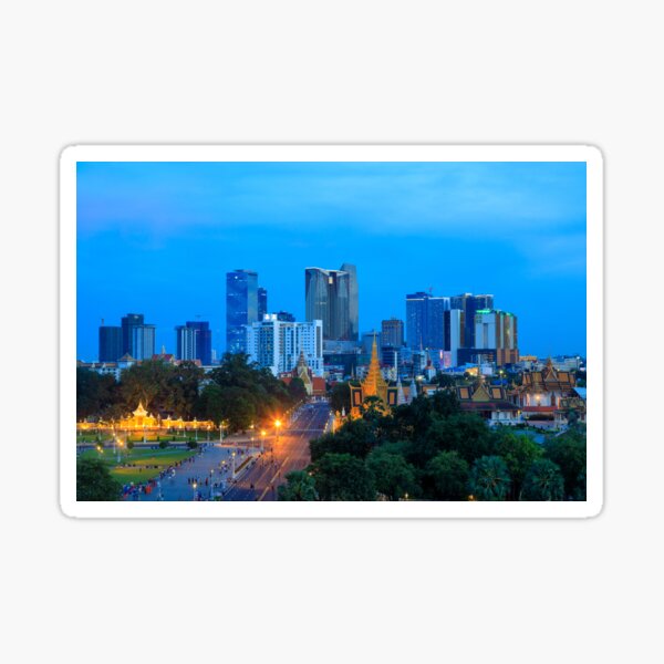 "Royal Palace Phnom Penh Cambodia Skyline Cityscape" Sticker for Sale ...