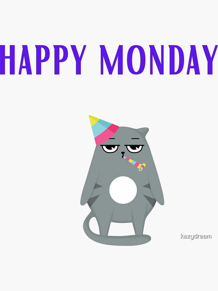 "happy Monday cat with birthday hat" Sticker for Sale by kazydream ...