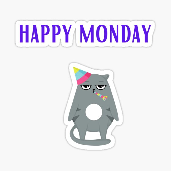 "happy Monday cat with birthday hat" Sticker for Sale by kazydream ...