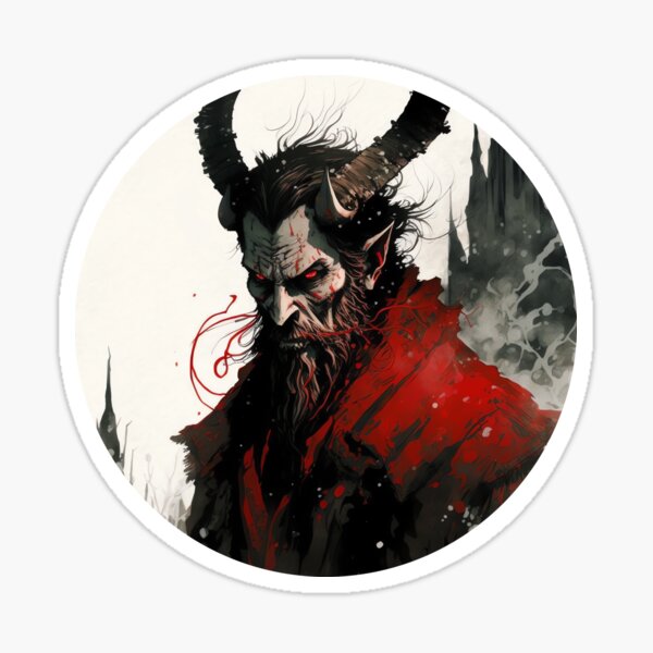 "Krampus, Red Robe" Sticker for Sale by Electric-Llama | Redbubble