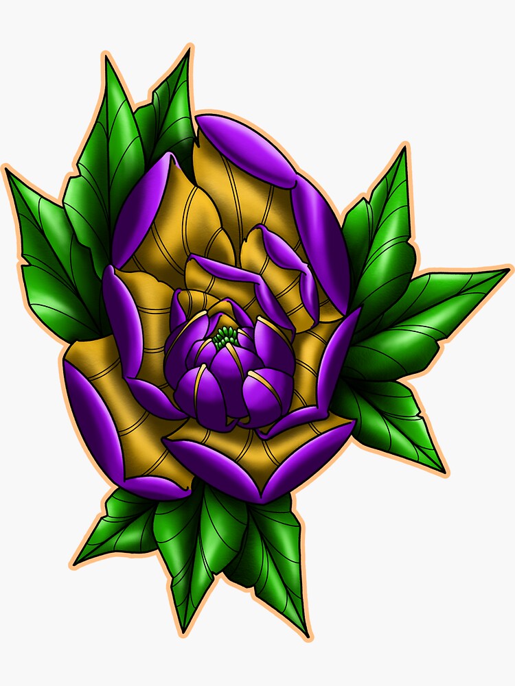 "purple poeny" Sticker for Sale by AgeeTattoos | Redbubble