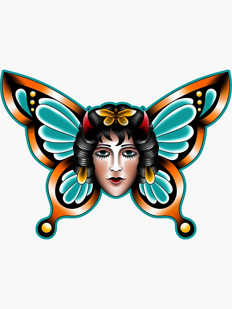 "devil girl butterfly" Sticker for Sale by AgeeTattoos | Redbubble