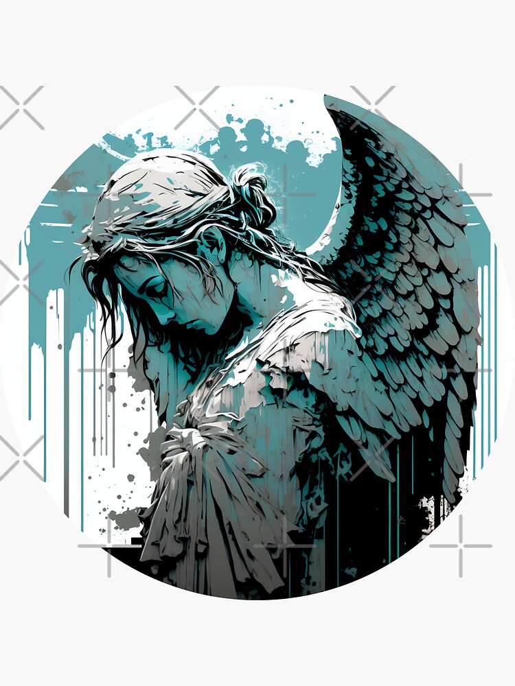 "Ariya, Sad Angel Statue" Sticker for Sale by Electric-Llama | Redbubble