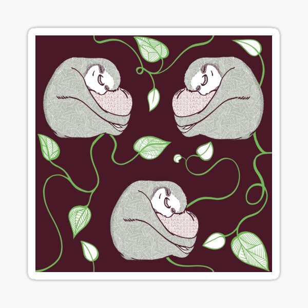 Pegatina «Entangled Sloth Dreams Patrón de repetición de vino de ...