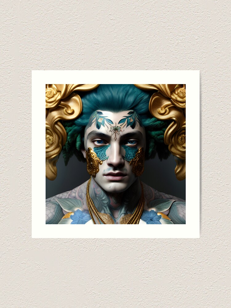 "hyper detailed close-up portrait of male mythical creature covered in ...