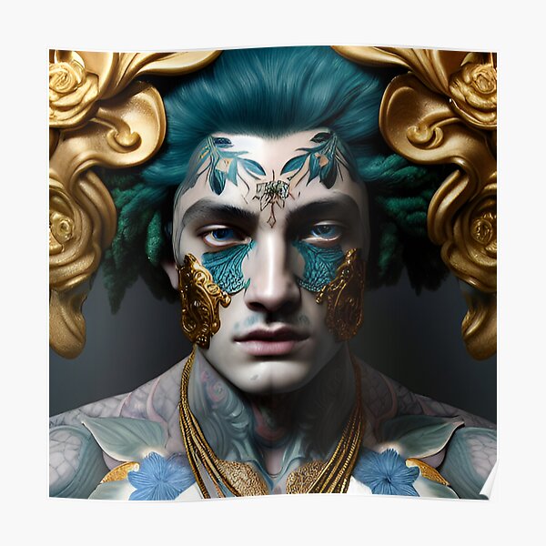 "hyper detailed close-up portrait of male mythical creature covered in ...