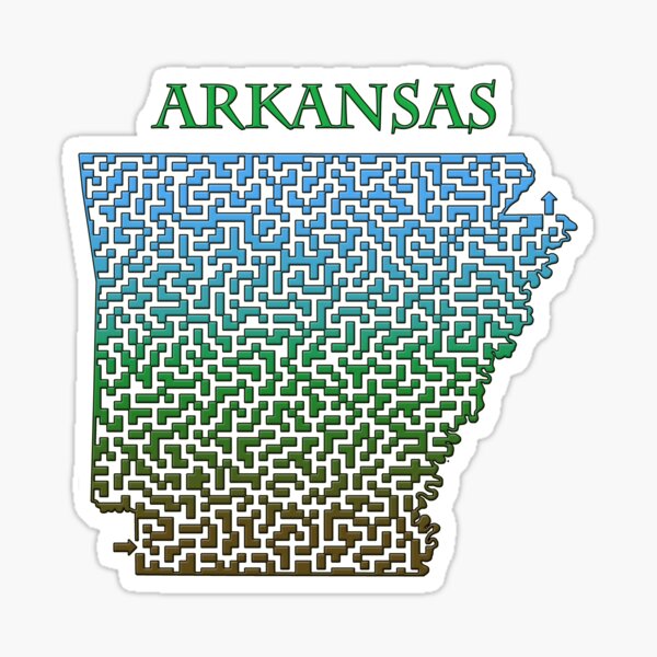 "Arkansas State Outline Colorful Maze & Labyrinth" Sticker for Sale by ...