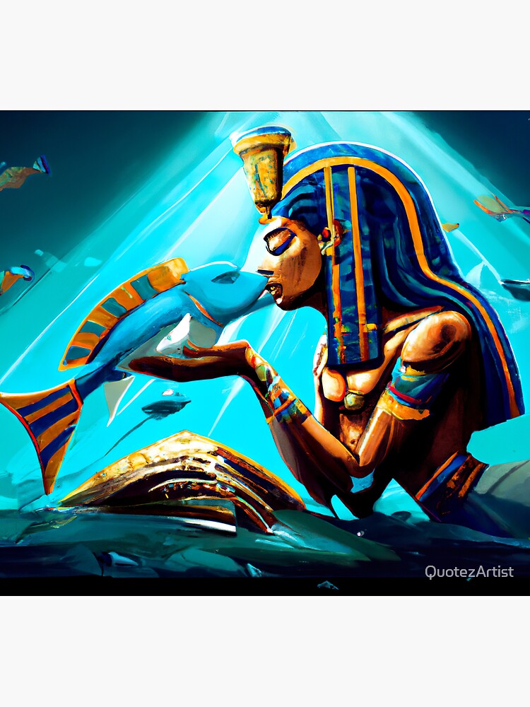 "Ancient Pharaoh Kissing a Fish : Blue Masterpiece" Sticker for Sale by ...