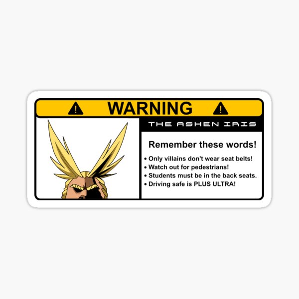 "Number One Hero Warning Sticker" Sticker for Sale by AshenIris | Redbubble