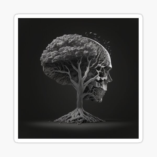 "Tree growing from a human head" Sticker for Sale by GSharpDesign ...