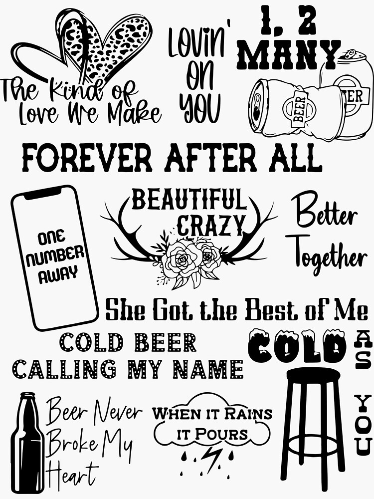 "Country Music Can Collage" Sticker for Sale by LaurenceMcguire | Redbubble