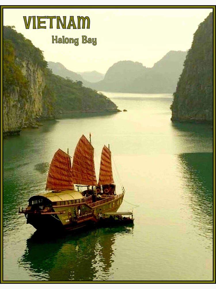"VIETNAM : Vintage Halong Bay Tourism Advertising Print" Sticker by ...