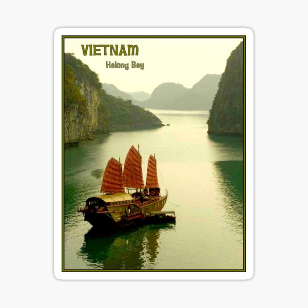 "VIETNAM : Vintage Halong Bay Tourism Advertising Print" Sticker by ...