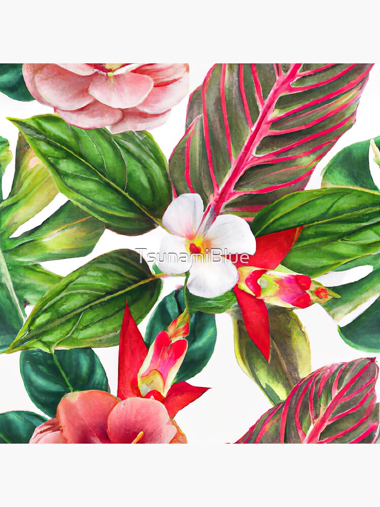 "Tropical white Island Flowers" Sticker for Sale by TsunamiBlue | Redbubble