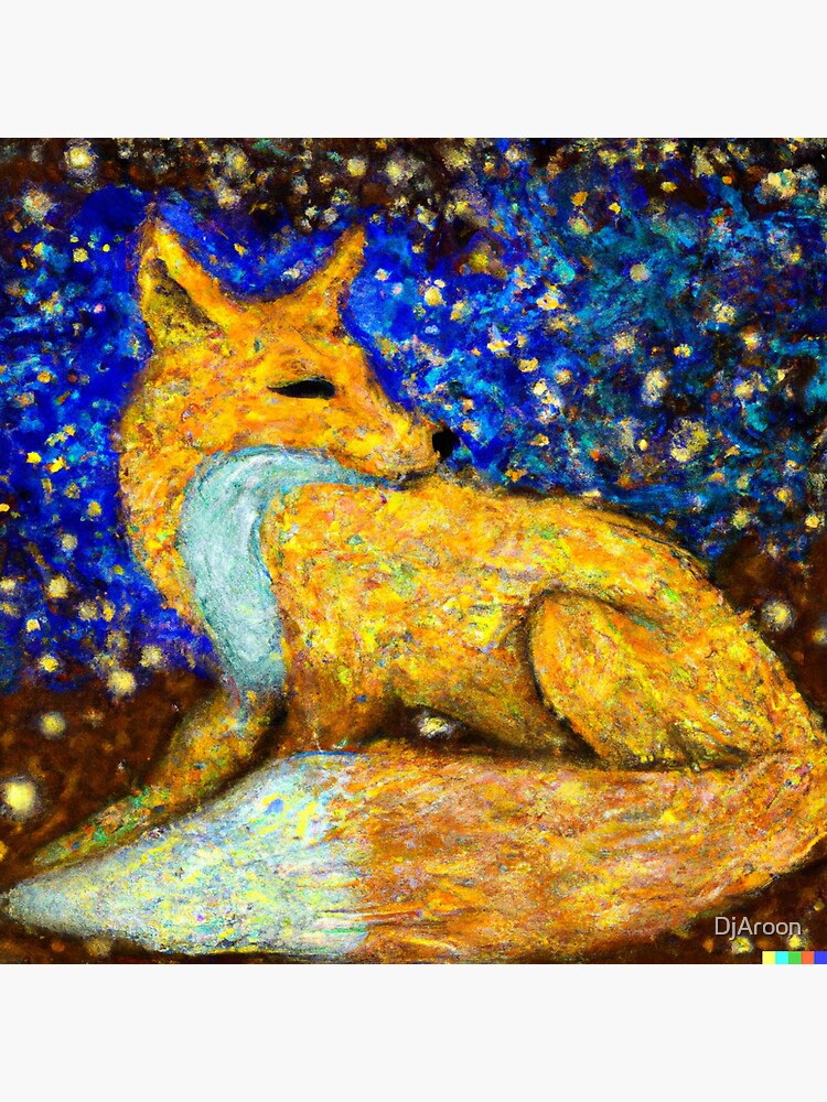 "A fox in a starry night" Sticker for Sale by DjAroon | Redbubble