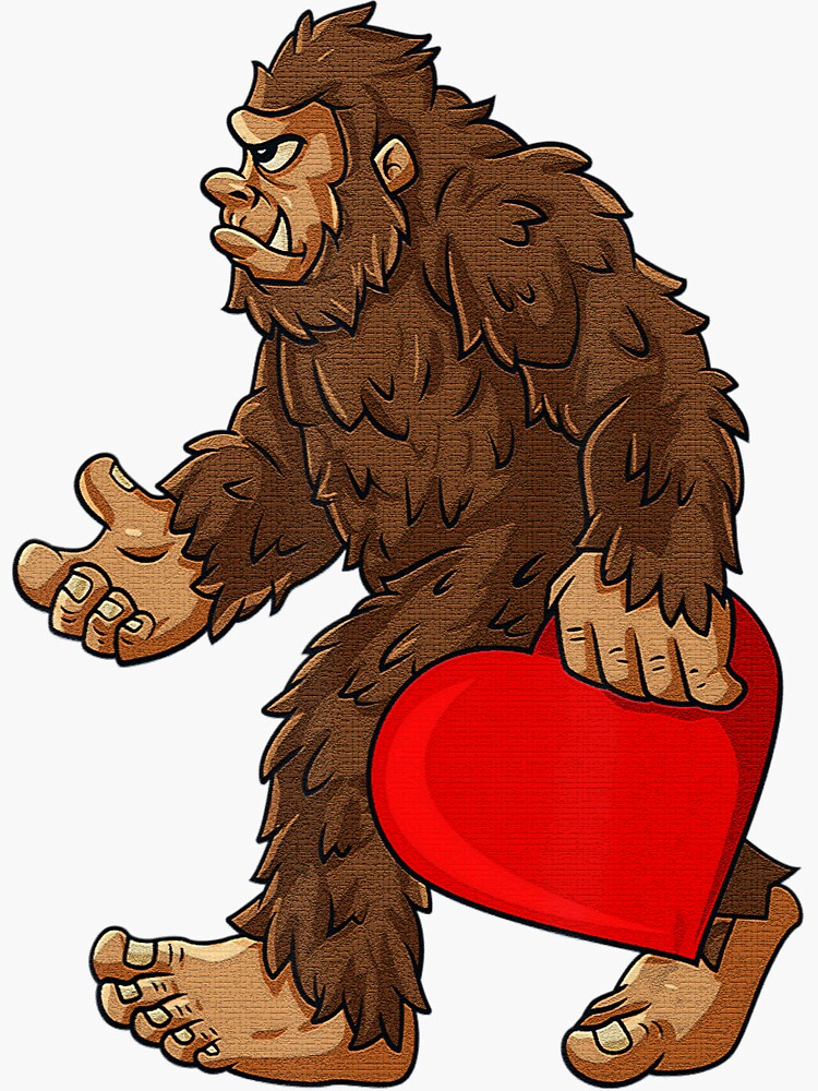 "Bigfoot Heart Valentine's Day Boys Girls Kids Sasquatch" Sticker for ...
