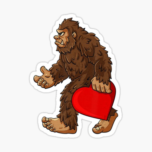 "Bigfoot Heart Valentine's Day Boys Girls Kids Sasquatch" Sticker for ...