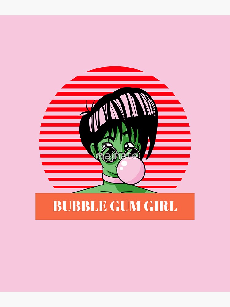 "Bubble Gum Poster, Cute Poster Design, Retro Girl Poster " Sticker for ...