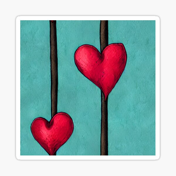 "Hearts On A String" Sticker for Sale by AbstraktTheArt | Redbubble