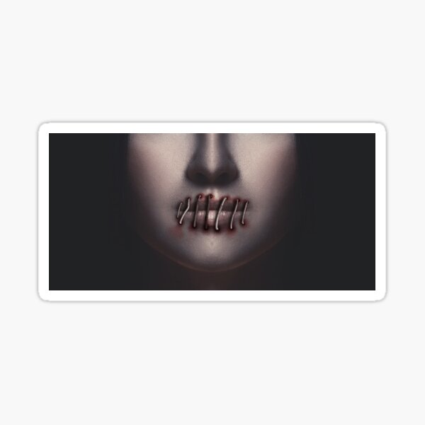 "Lips Sewn Shut" Sticker for Sale by Slinky-Reebs | Redbubble