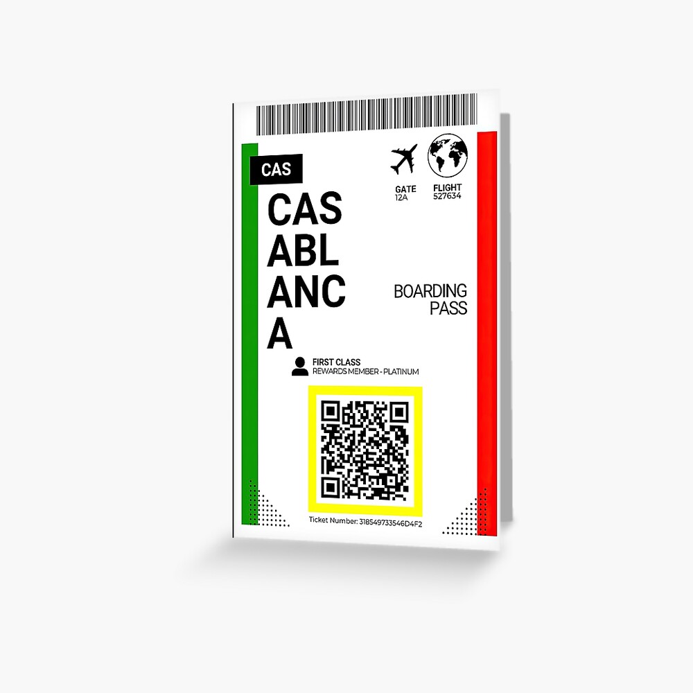 "CAS, Casablanca, Morocco - Flight Boarding Pass Travel Ticket ...