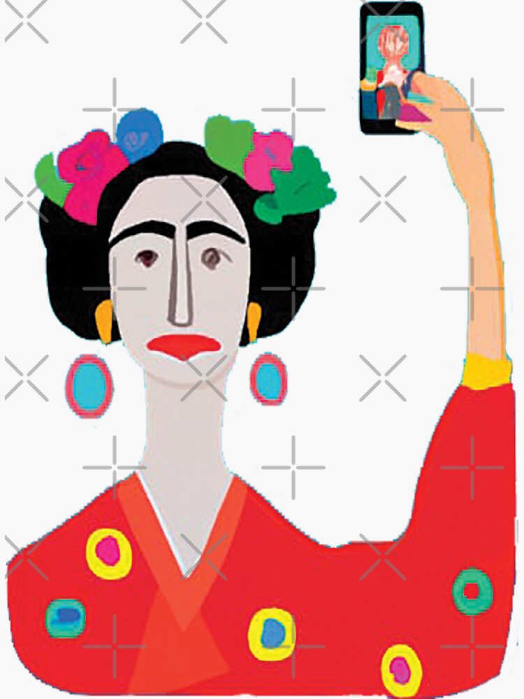"Frida talking a selfie" Sticker for Sale by Lilyashelf | Redbubble