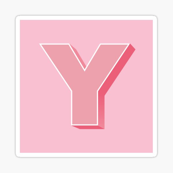 "Pink 3D Letter Y" Sticker for Sale by TheMonogramShop | Redbubble