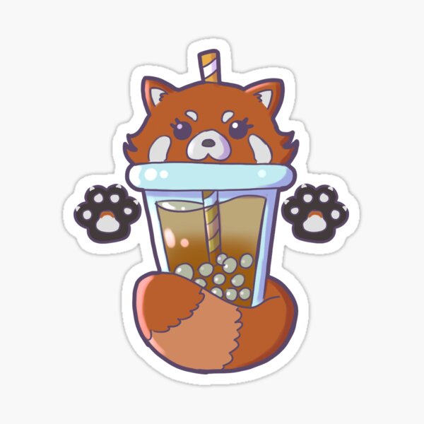 "Bubble Tea Red Panda" Sticker for Sale by ArtofDana | Redbubble