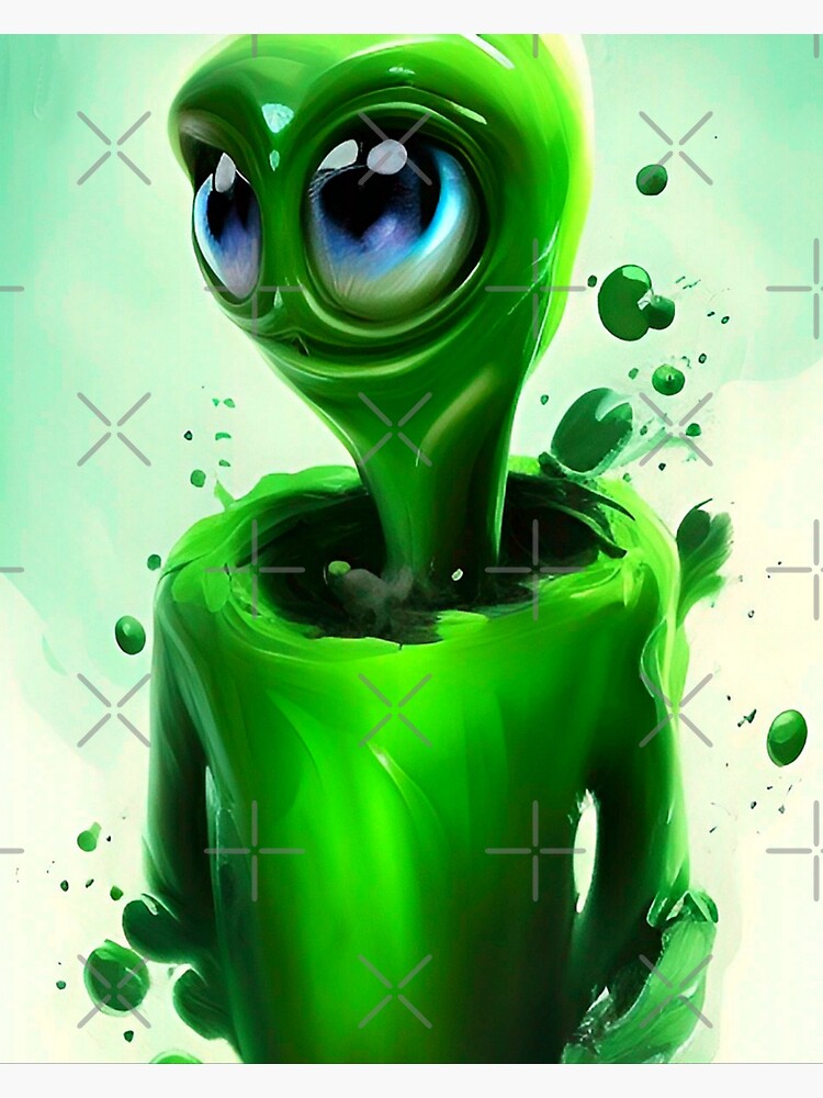 Pegatina «Arte extraterrestre verde. Alien de estilo de dibujos ...
