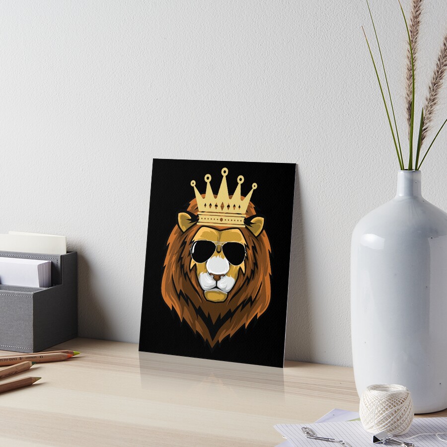 "King Lion Aviator Sunglasses Crown " Art Board Print for Sale by ...