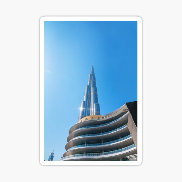 "Burj Khalifa in Dubai downtown. Biggest building in the world" Sticker ...