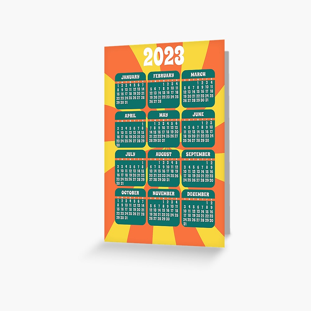 Tarjetas de felicitación «Calendario retro 2023 - Calendario anual 2023 ...