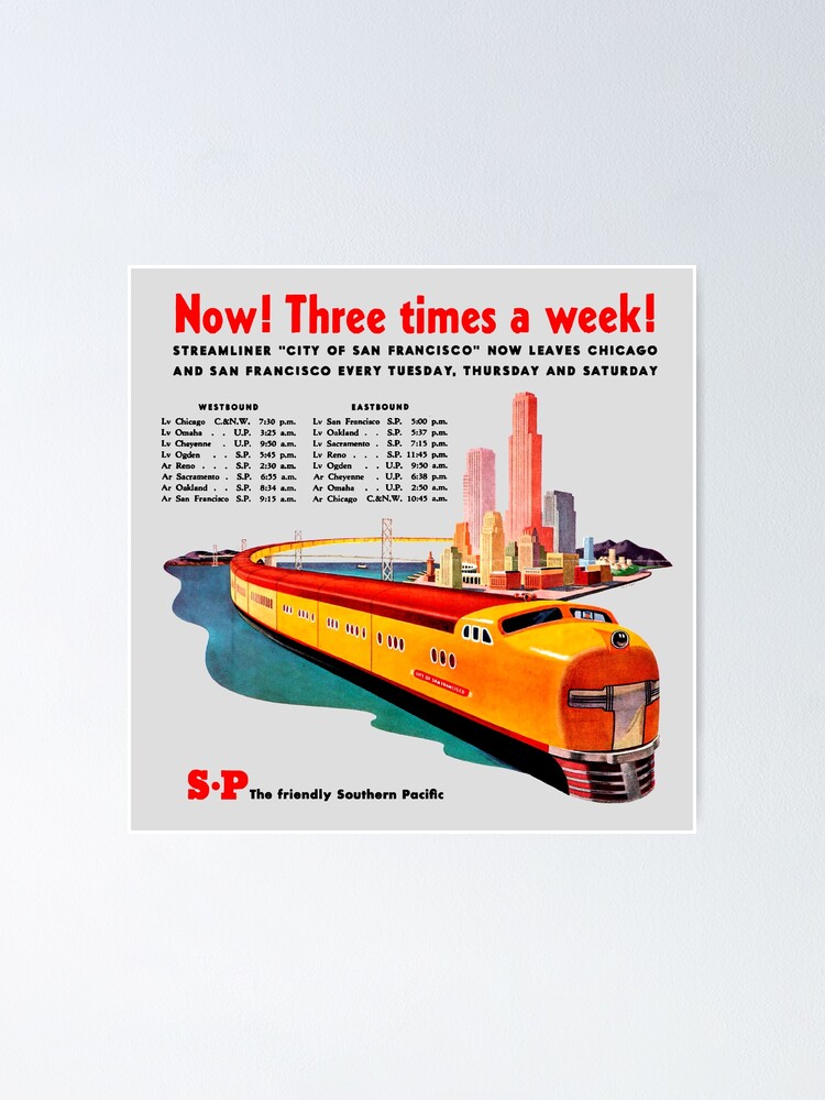 "STREAMLINER TRAIN ADVERT - TIMETABLE" Poster for Sale by ThrowbackAds ...
