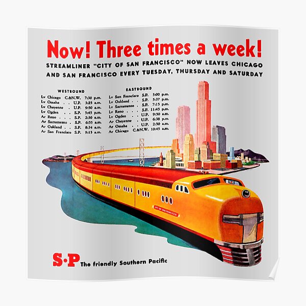 "STREAMLINER TRAIN ADVERT - TIMETABLE" Poster for Sale by ThrowbackAds ...