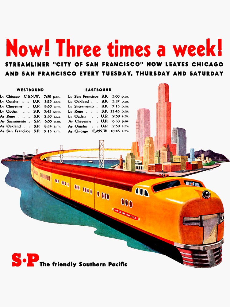 "STREAMLINER TRAIN ADVERT - TIMETABLE" Sticker for Sale by ThrowbackAds ...